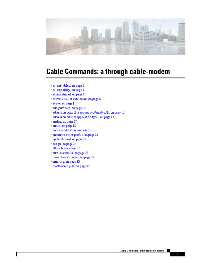 Cisco Cable Command Reference Guide A Through Cable Modem | PDF ...