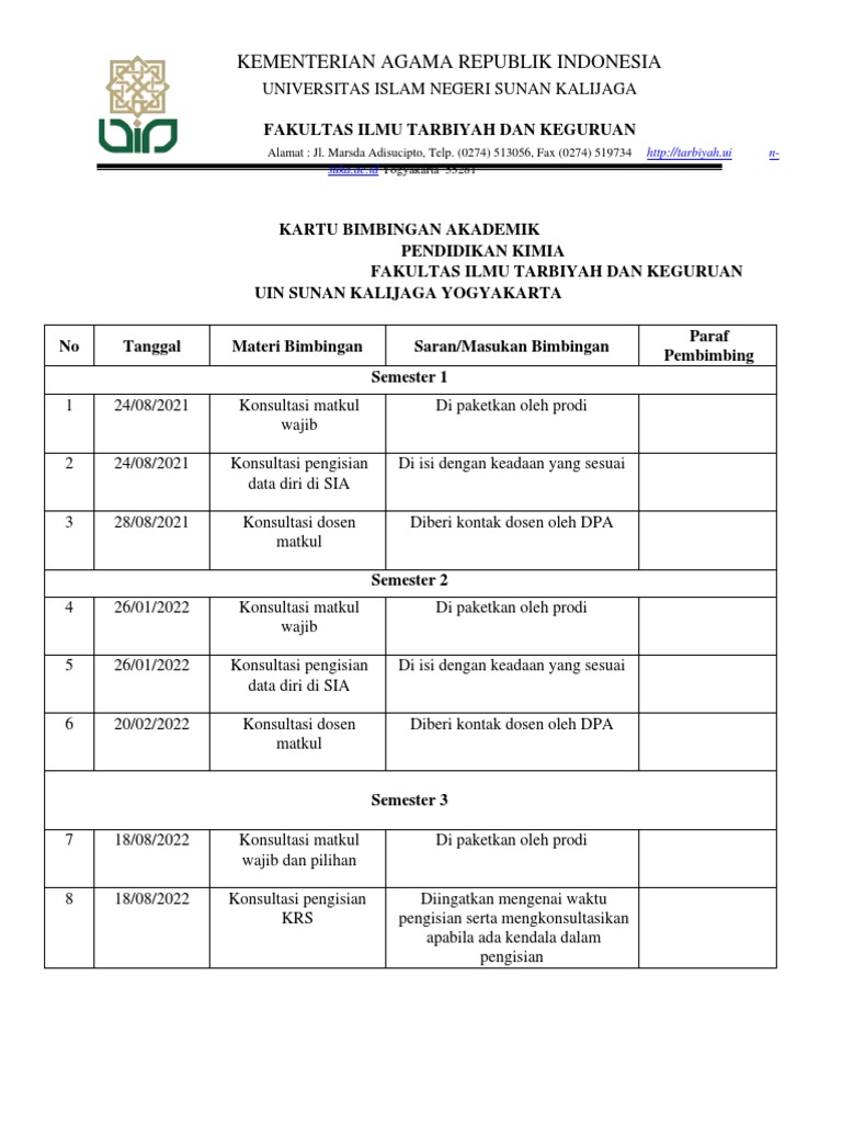 Kartu Bimbingan DPA | PDF