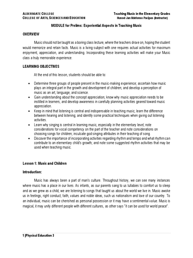 Teaching Music in Elementary Grades | PDF | Teaching Method | Learning