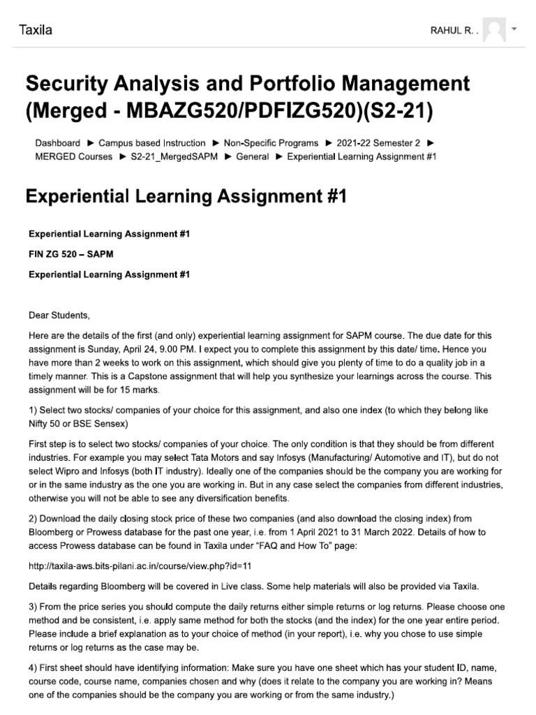 Sapm Assignment | PDF