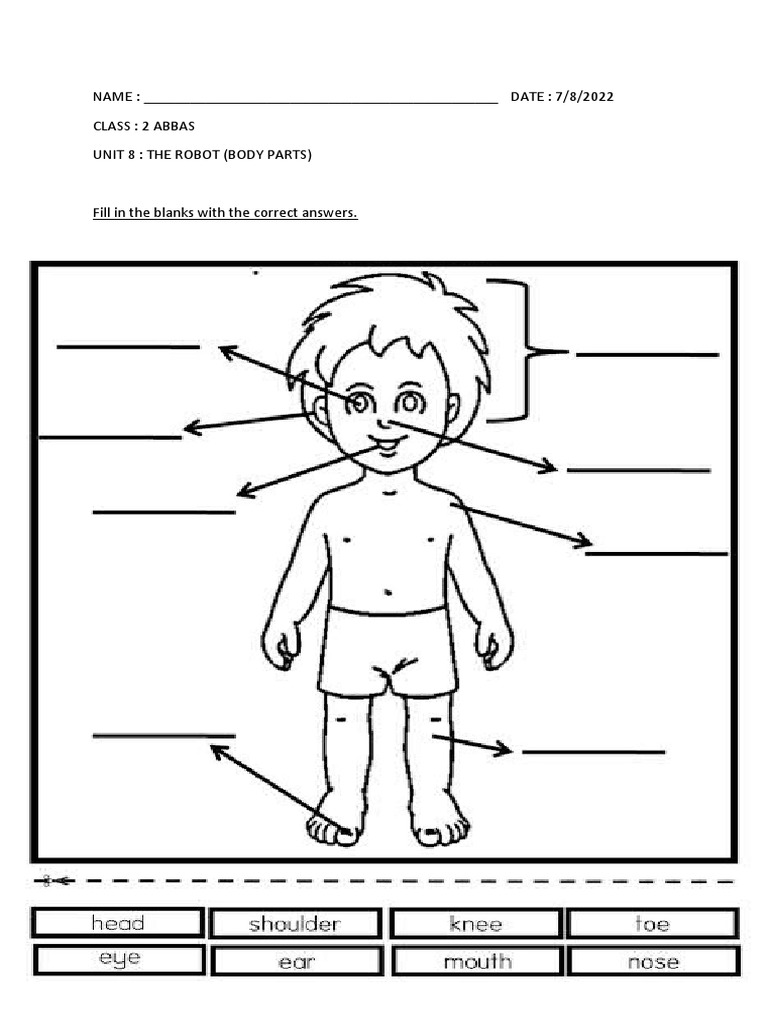 Unit 8: The Robot Body Parts Worksheet | PDF