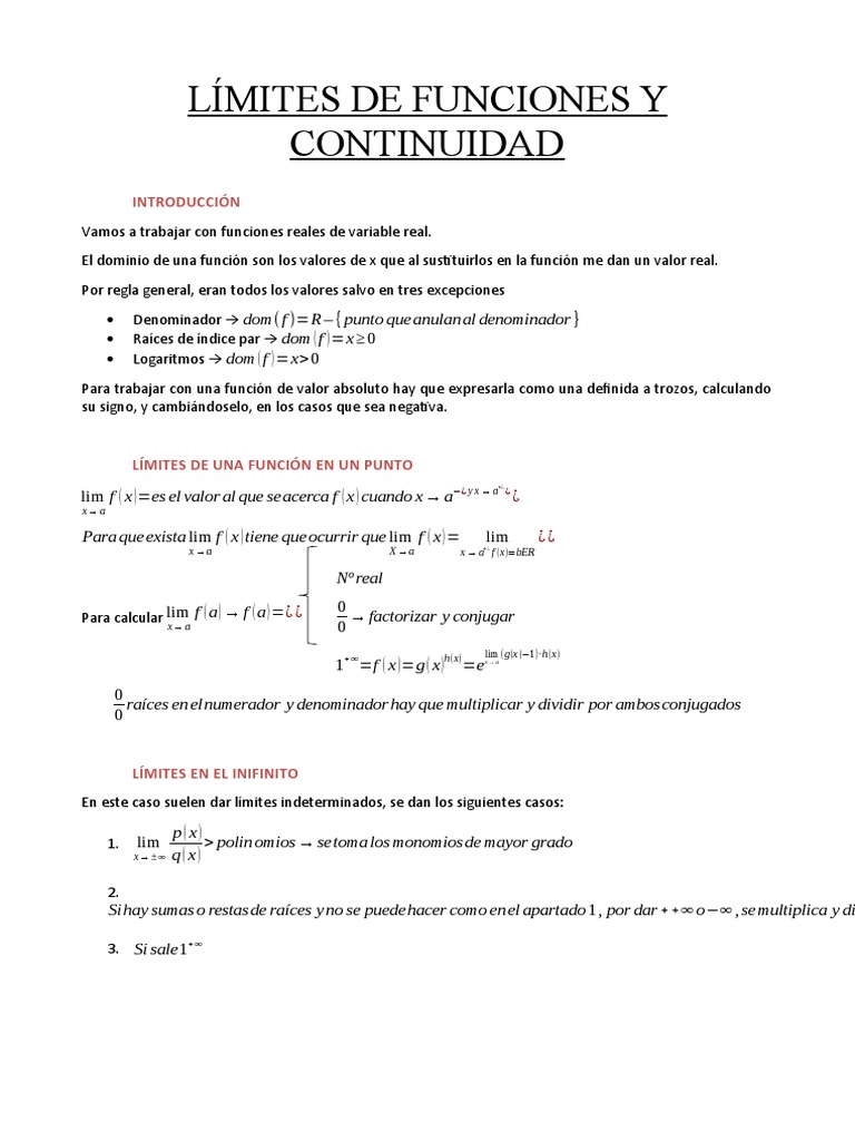 Límites de Funciones y Continuidad | PDF | Función continua | Función ...