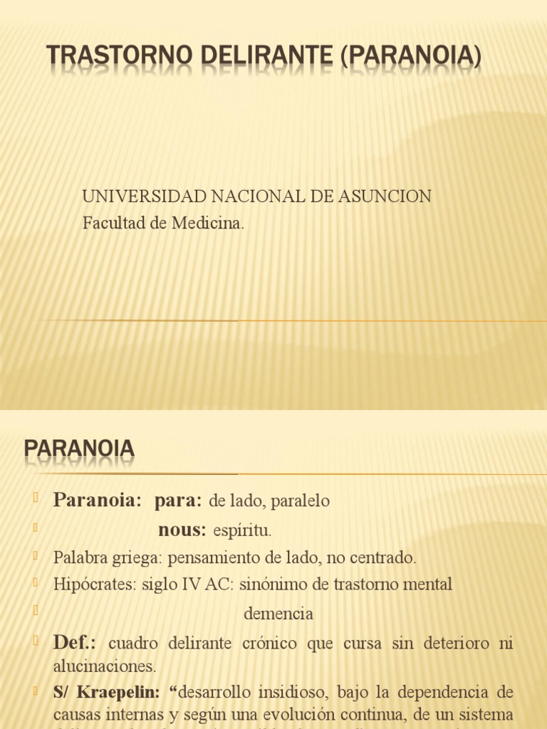 7-Trastorno Delirante (Paranoia) | PDF | Esquizofrenia | Psicosis