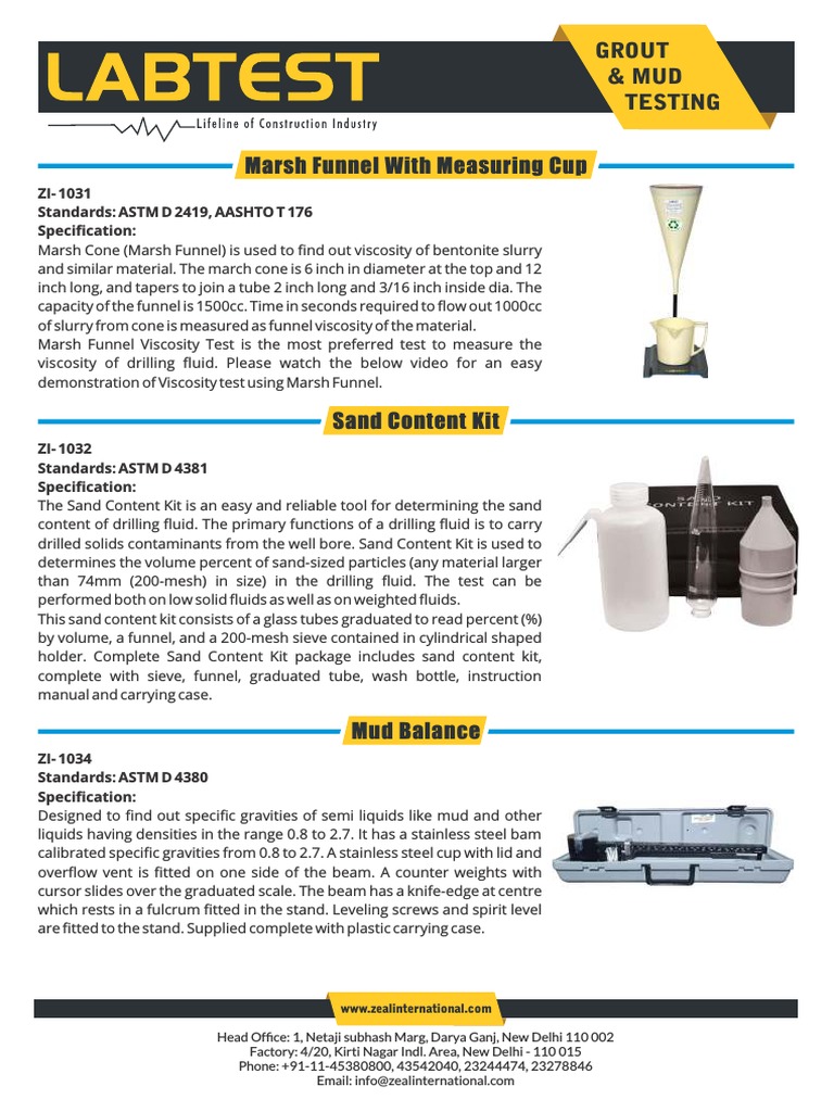 Grout & Mud Testing | PDF