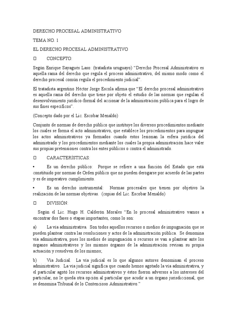 El derecho procesal administrativo y sus principales características y divisiones según ...
