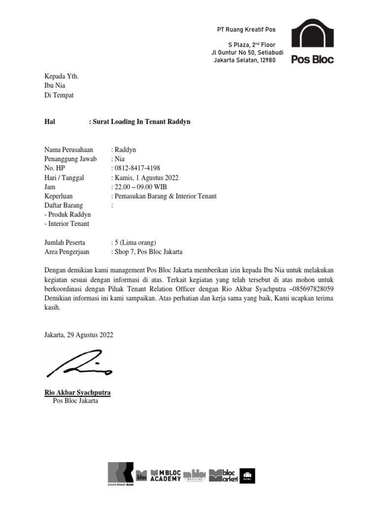 Surat Loading in Raddyn Become Tenant | PDF