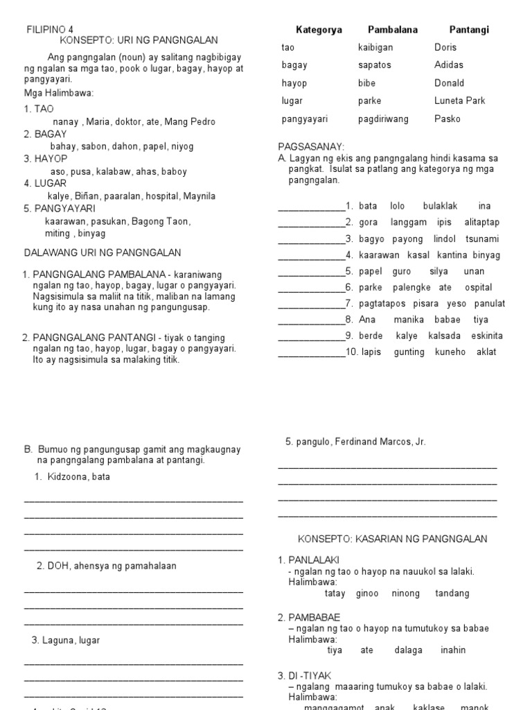 Filipino 4 Concepts Sy 21-22 | PDF