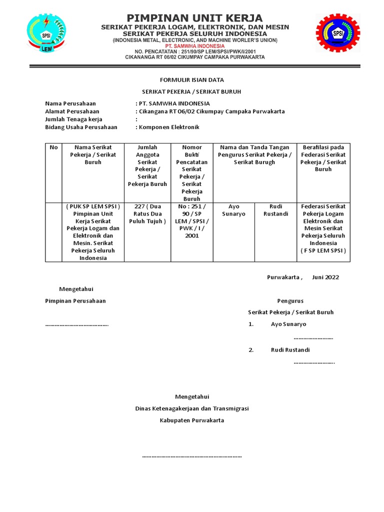 Formulir Isian Data | PDF