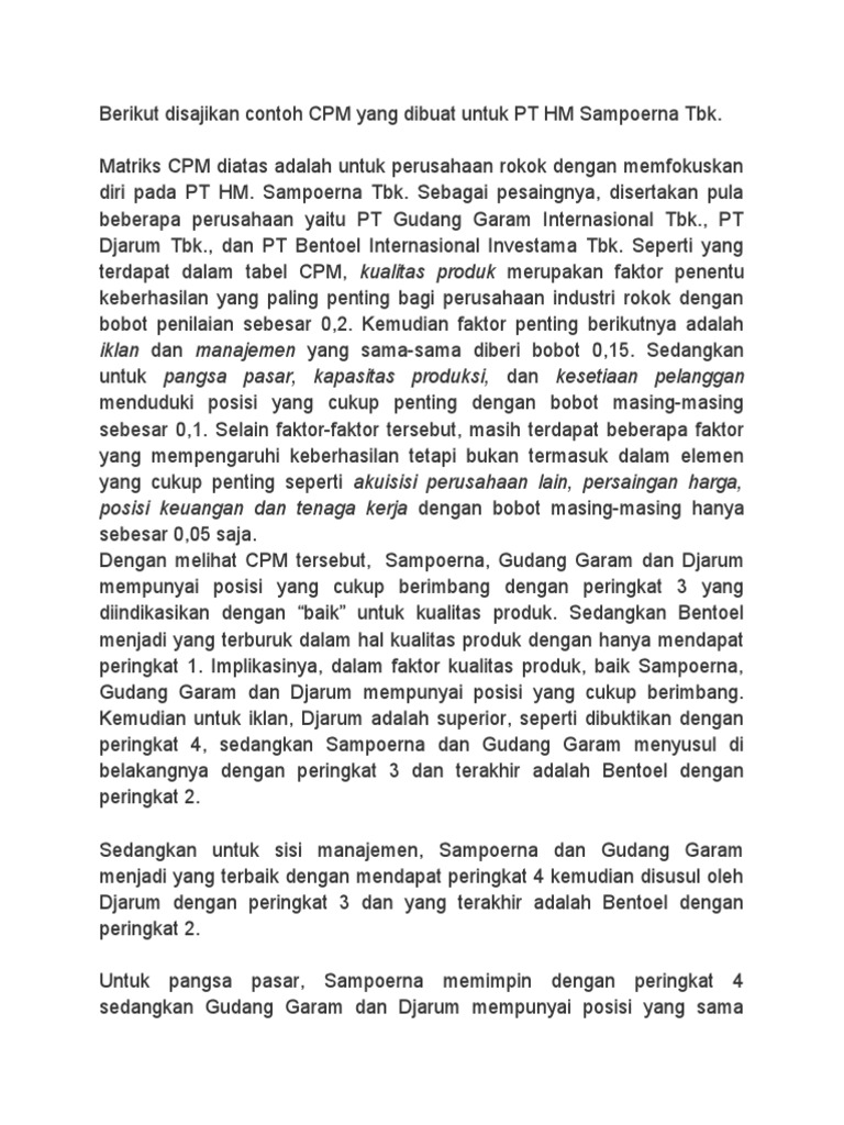 Contoh Matrix CPM | PDF