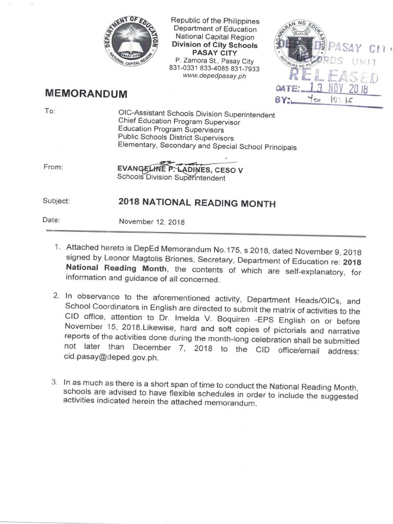 2018 National Reading Month | PDF