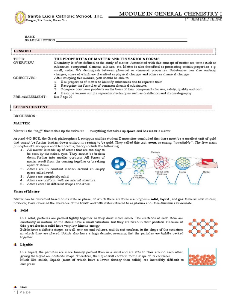GEN CHEMISTRY 1 MODULE (Midterm) | PDF | Ion | Chemical Compounds