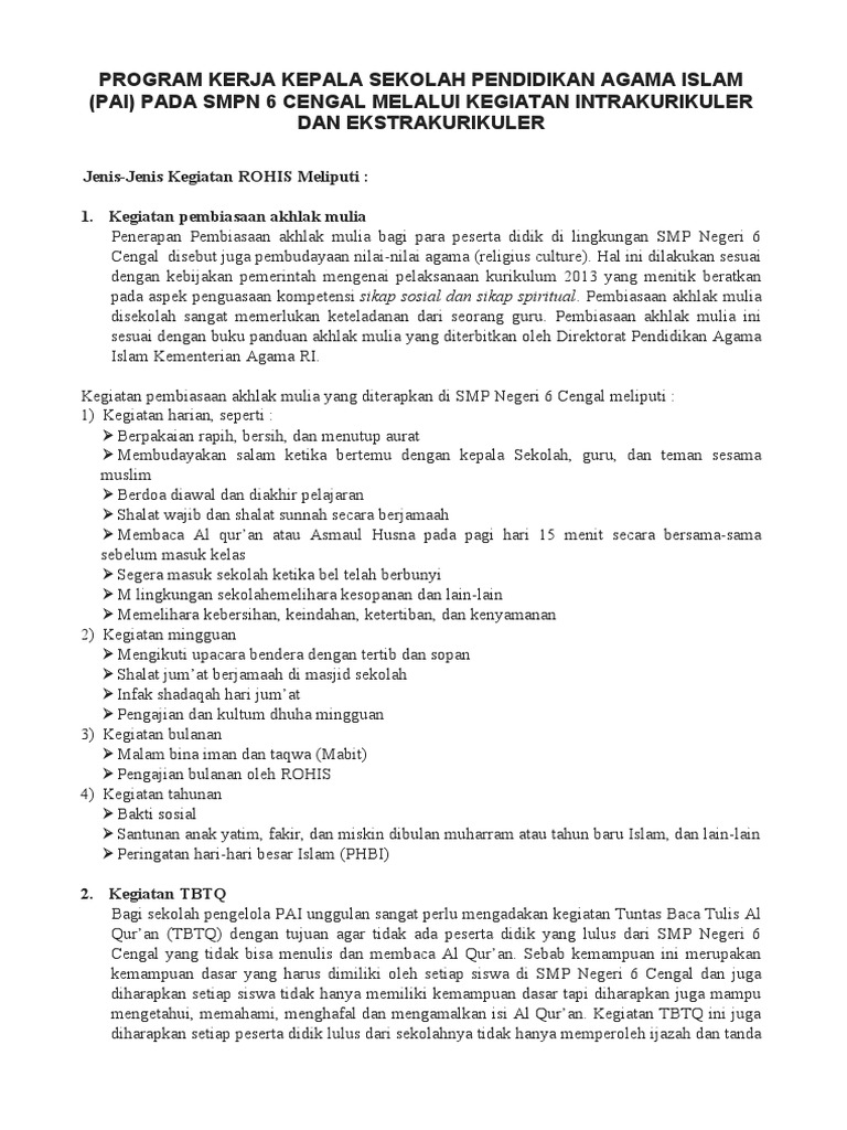 Program PAI SMPN 6 Cengal | PDF