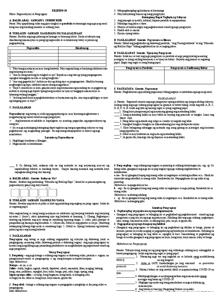 Q1 G10 Pang-Ugnay | PDF