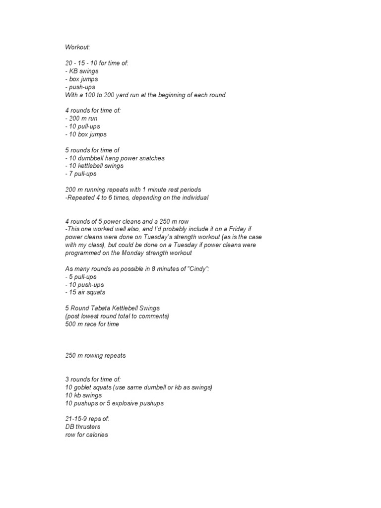 Metcon Workout Ideas and Examples | PDF | Human Weight | Human Anatomy