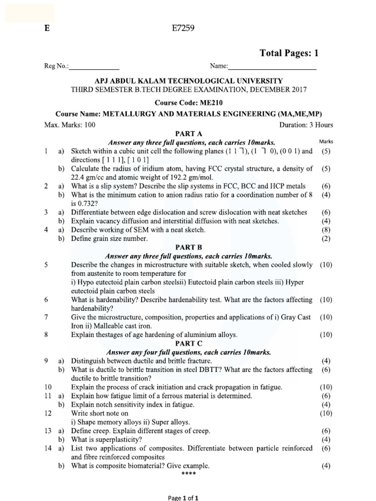 Ktu University Question Paper 3 | PDF