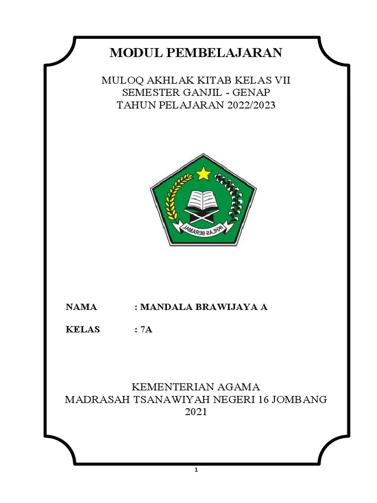 Modul Muloq Akhlak Kelas VII | PDF