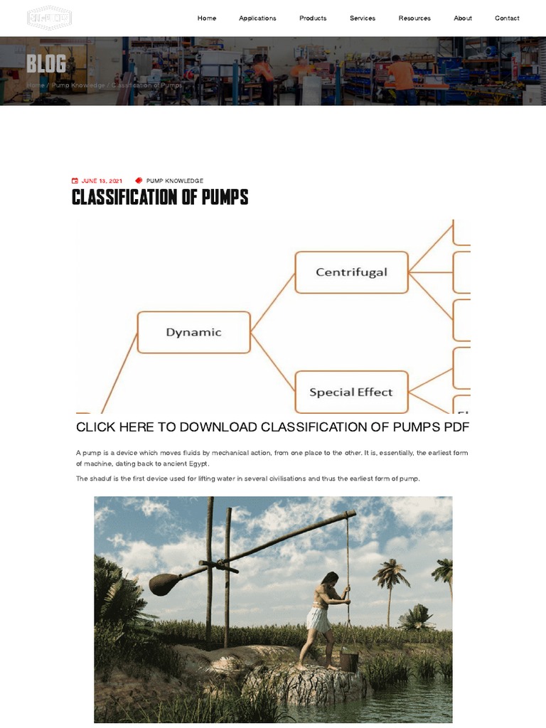 Industrial Pump Guide - Classification of Pumps | PDF | Pump | Fluid ...