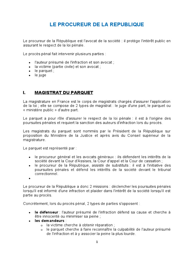 Le Procureur de La Republique | PDF | Magistrat | France