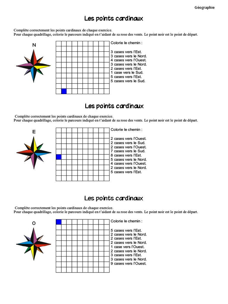 Exercices sur les points cardinaux | PDF | La navigation | Sciences de ...