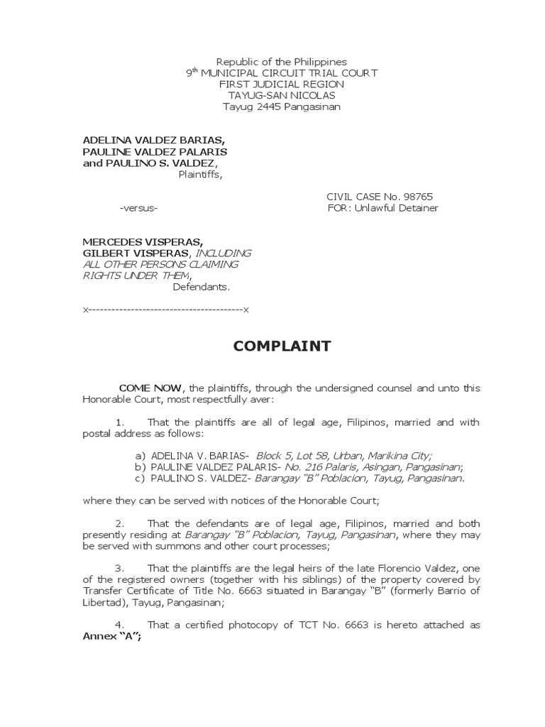 COMPLAINT Ampol UNLAWFUL DETAINER | PDF | Complaint | Lawsuit