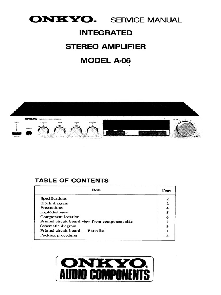 Onkyo A 06 Service Manual | PDF