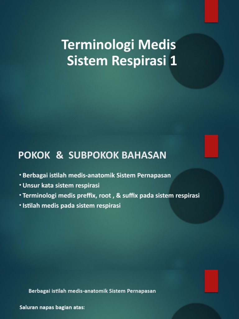 Terminologi Medis Sistem Respirasi 1 | PDF