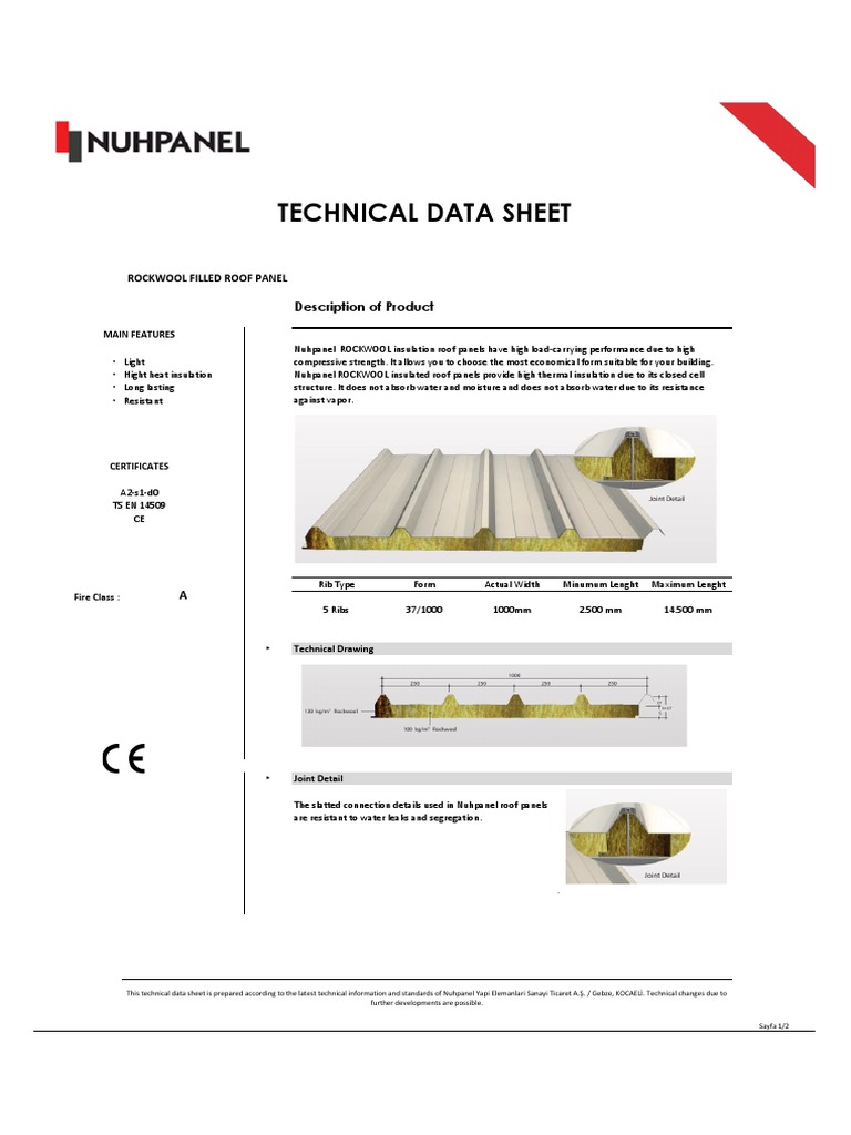 Rockwool Insulated Roof Panel Specs | PDF | Roof | Building Insulation