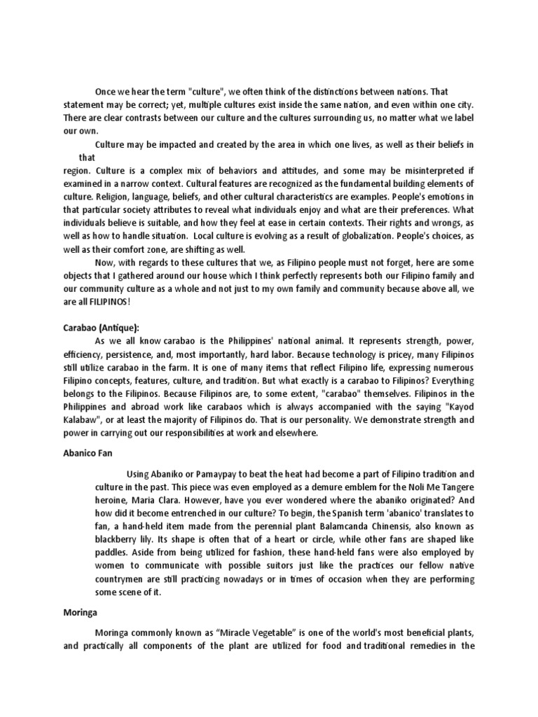 Cultural Essay | PDF | Philippines | Attitude (Psychology)