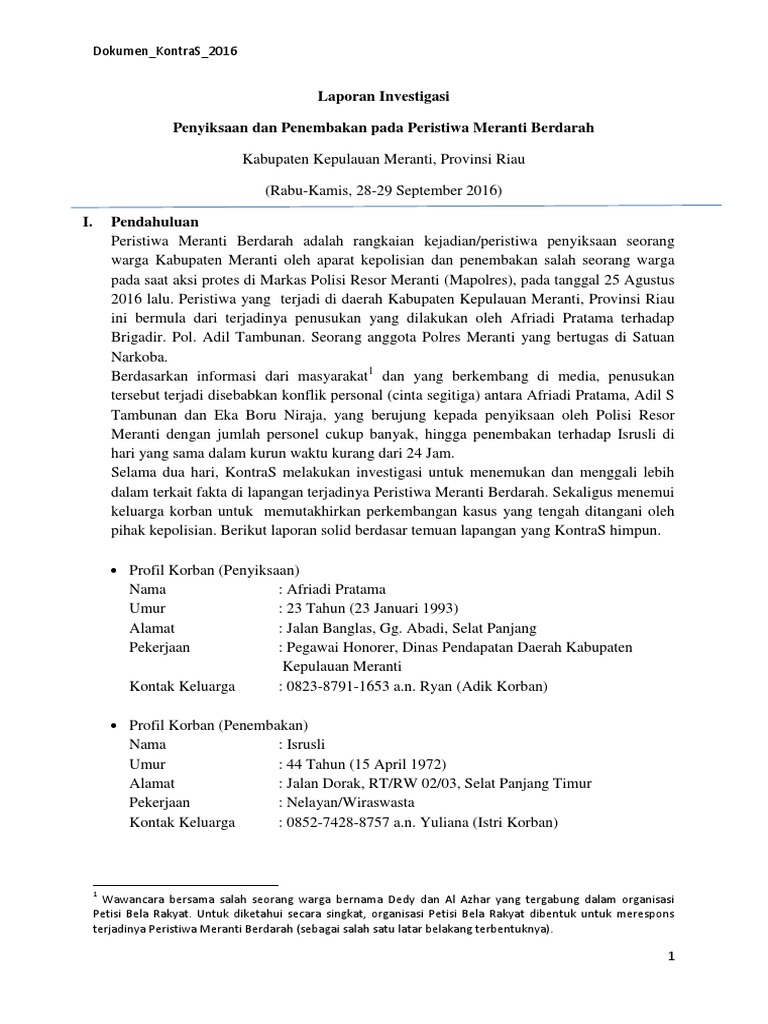 Laporan Investigasi Meranti Berdarah | PDF