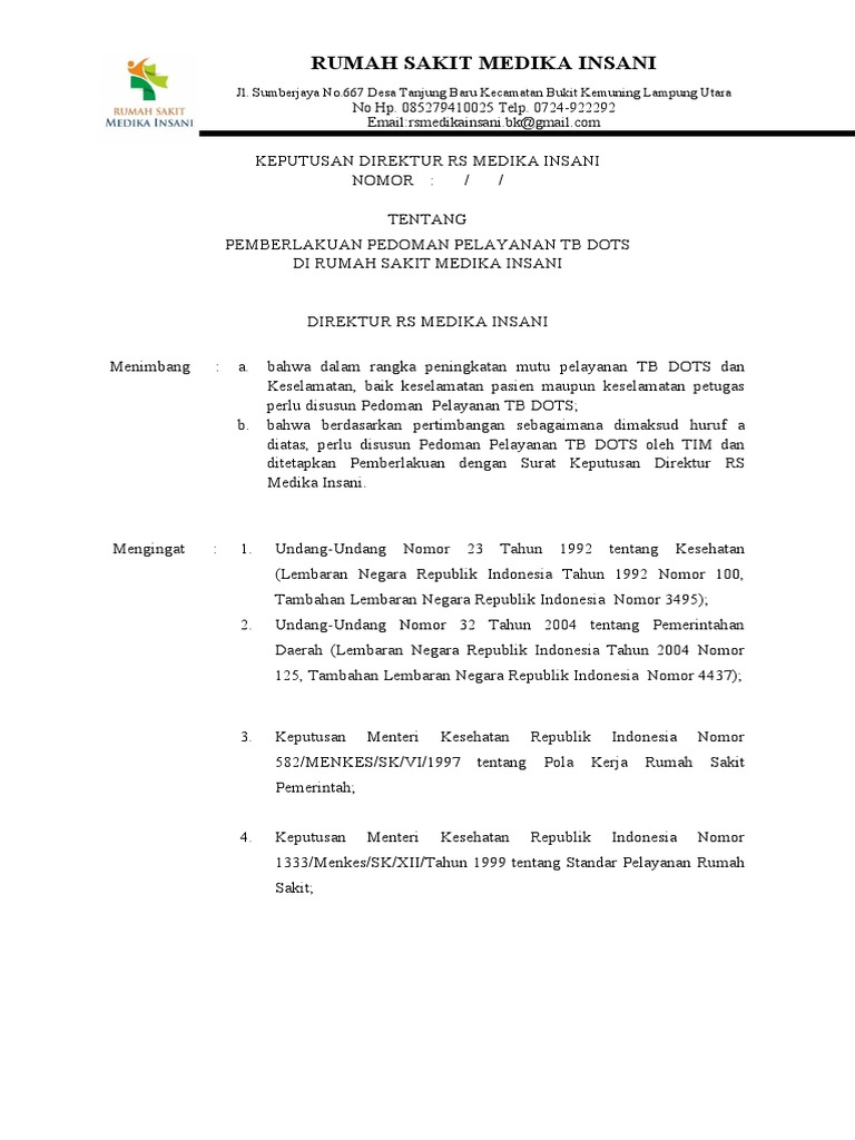 SK Pedoman TB Dots | PDF | Pengembangan Diri