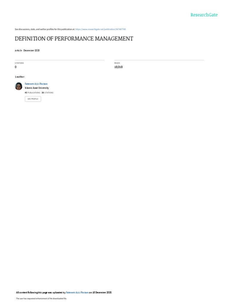 Definition of Performance Management: December 2020 | PDF | Goal ...