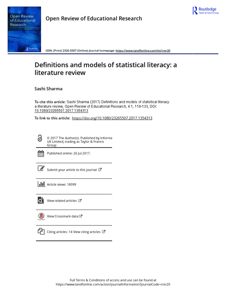 Definitions and Models of Statistical Literacy A Literature Review ...