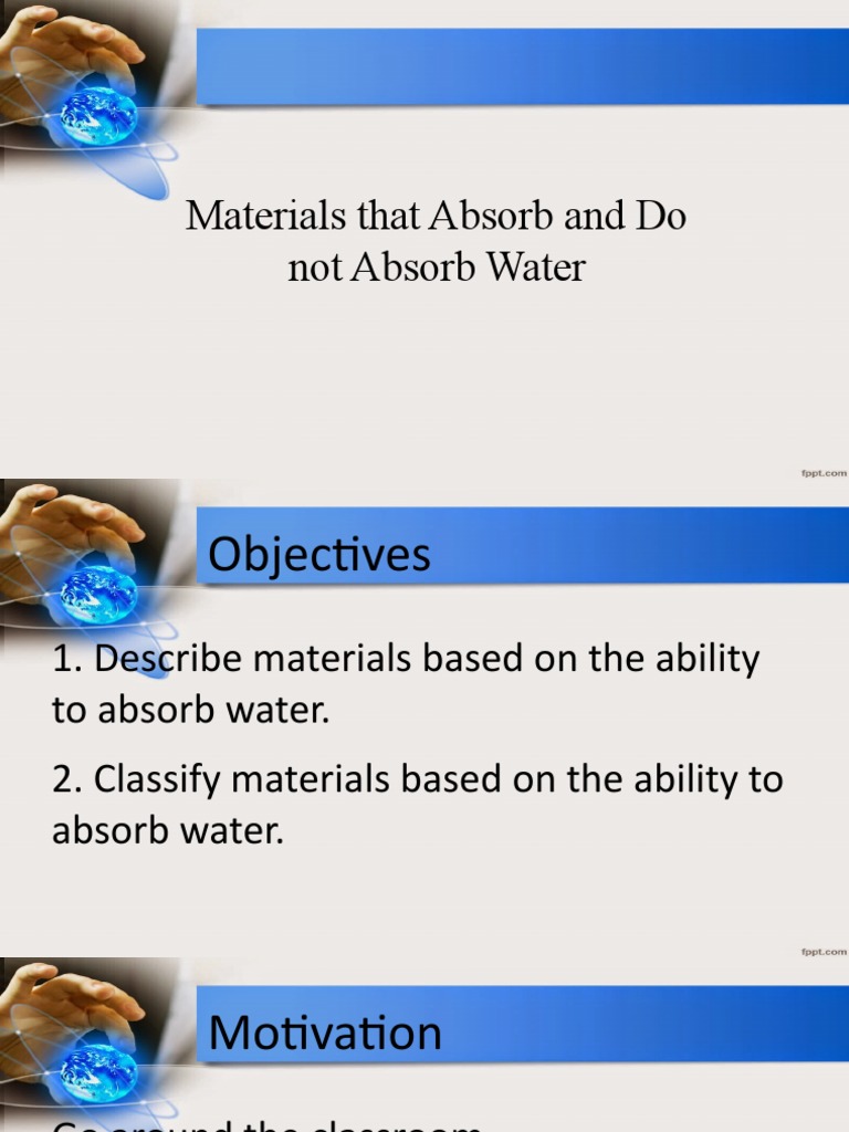 Lesson 1 - Materials That Absorb Water | PDF | Water | Materials