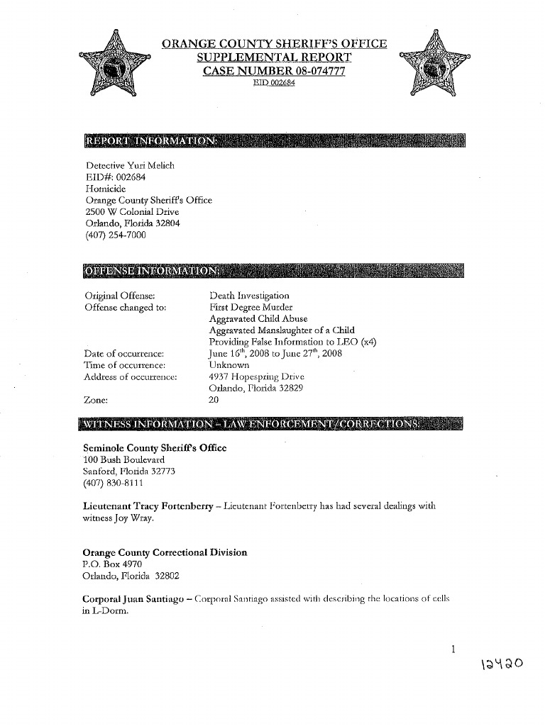 OCSO Supplemental Report 1 12420 12439 | PDF | Criminal Justice | Crime ...