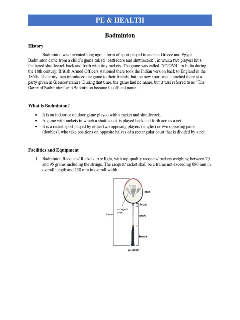 Badminton Class Notes | PDF | Sports | Athletic Sports