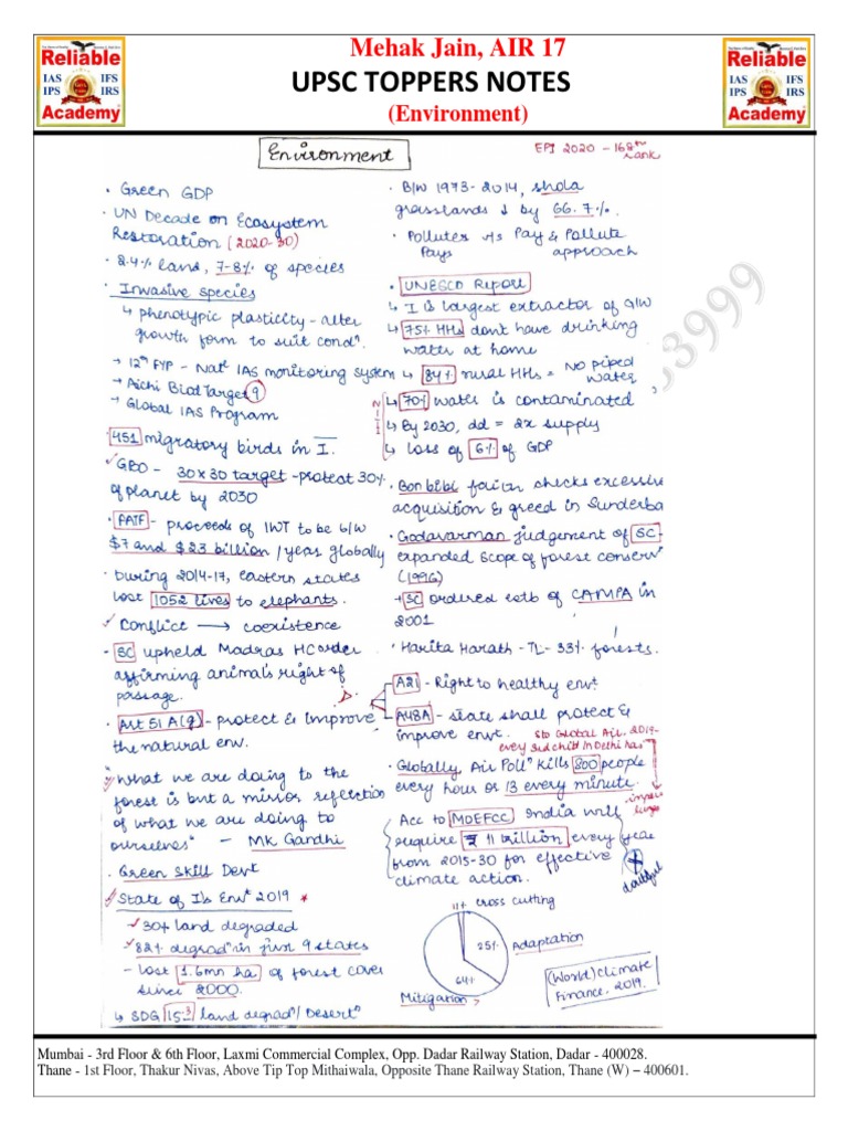 UPSC Topper Environment Final | PDF