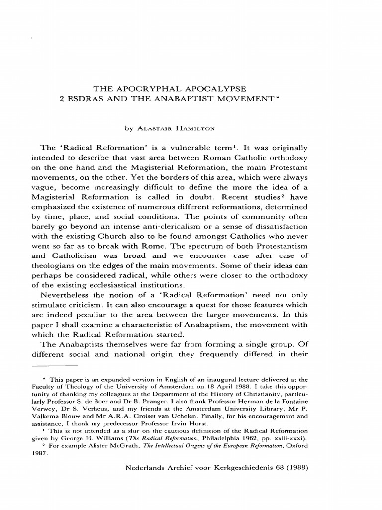 THE APOCRYPHAL APOCALYPSE Anabaptist Movement | PDF | Apocrypha ...
