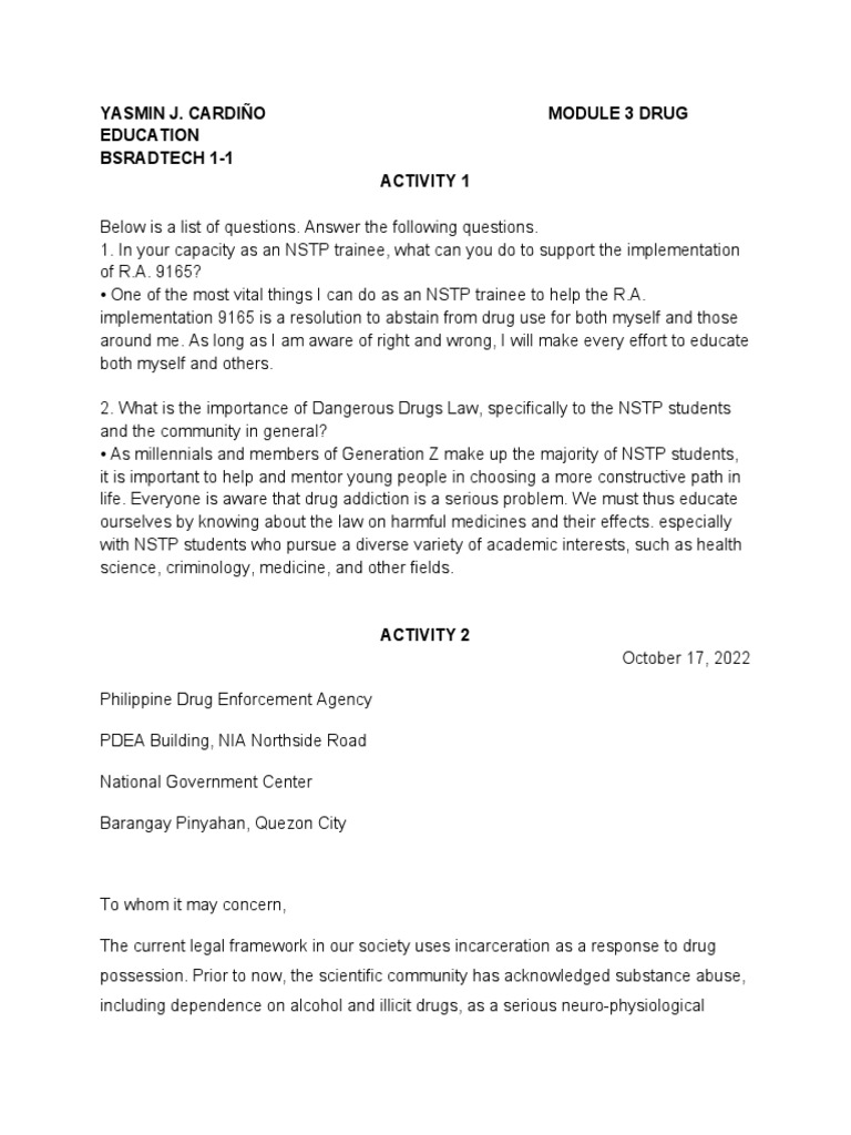 Module 3 Drug Educ Part 2 | PDF | Substance Abuse | Drugs