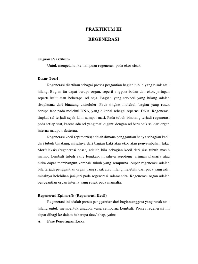 Proses Regenerasi Ekor Cicak | PDF