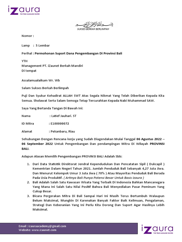 Proposal Permohonan Bali | PDF