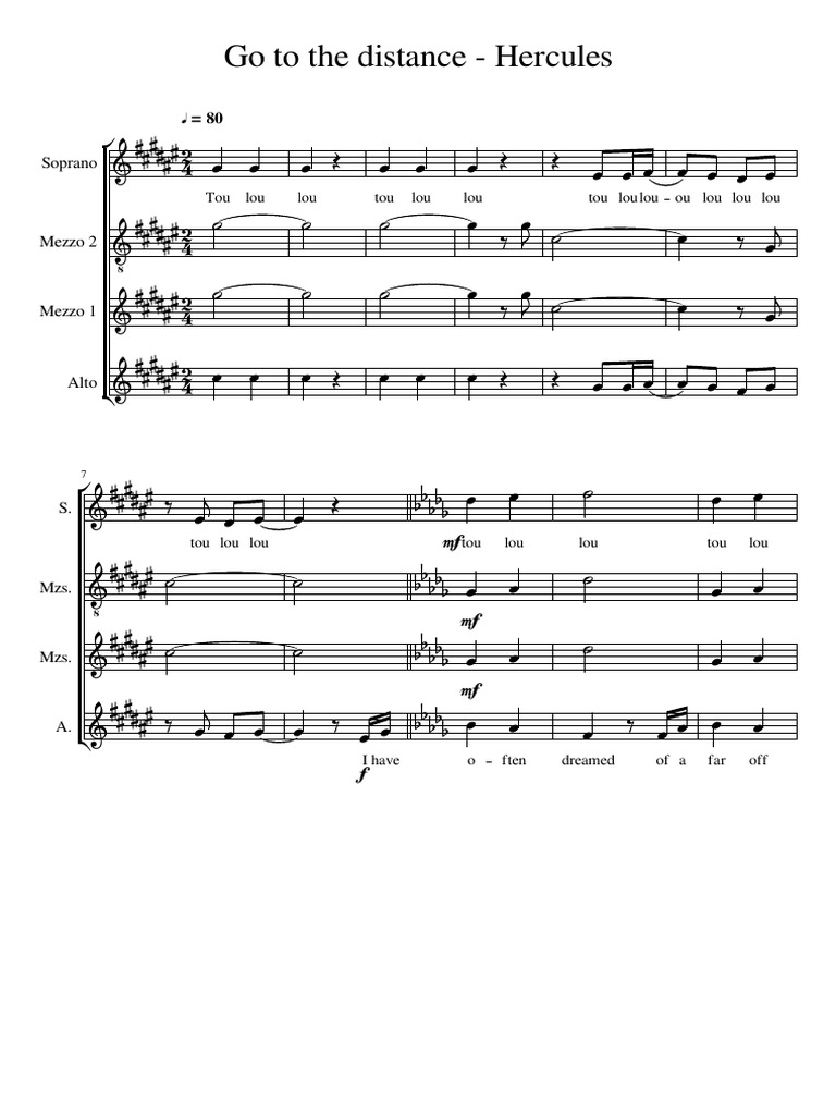 Go To The Distance - Hercules - Chorale AECOR | PDF | Vocal Music | Singing