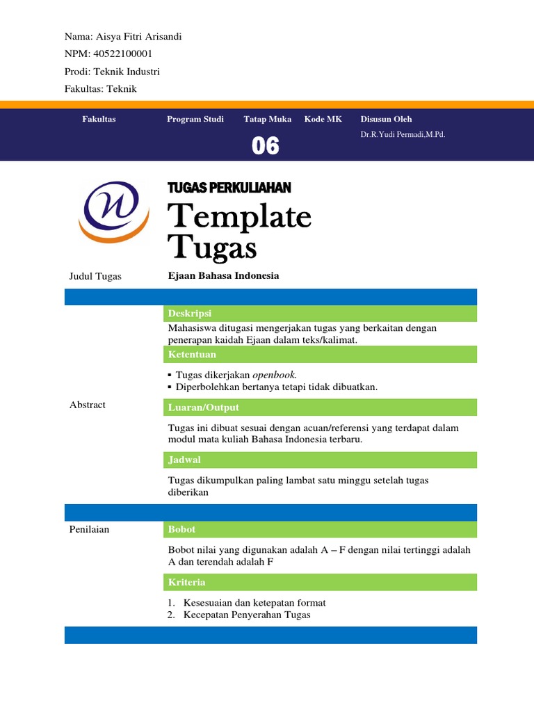 Tugas 6 PBPKW Bahasa Indonesia Aisya Fitri Arisandi 40522100001 | PDF