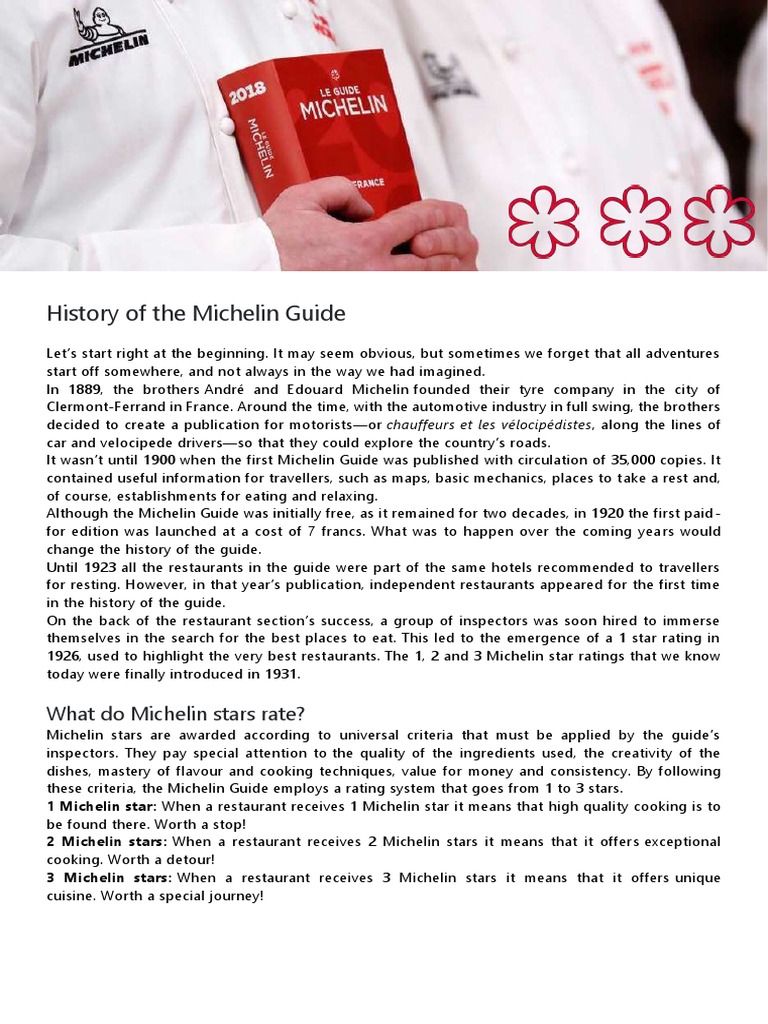 History of The Michelin Guide | PDF | Restaurants | Food And Drink ...