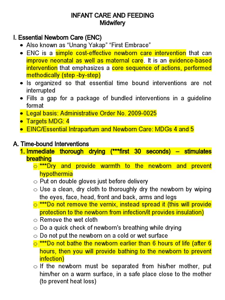 Infant Care and Feeding Notes 1 | PDF | Breastfeeding | Breast Milk