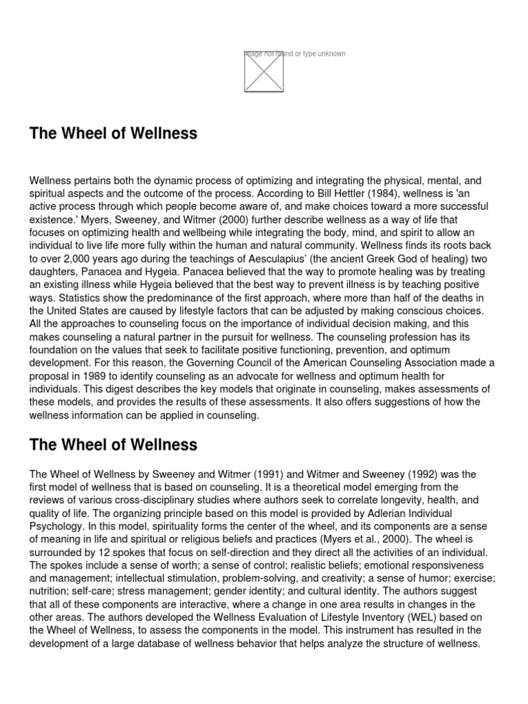 An Evidence-Based Model of Wellness: Analyzing the Wheel of Wellness ...