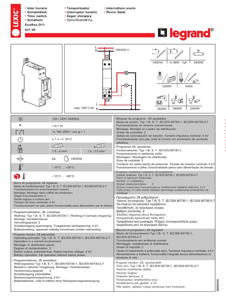 Documentation Technique Notice Legrand Horloge 03705 | PDF | Bienes manufacturados | Energia ...