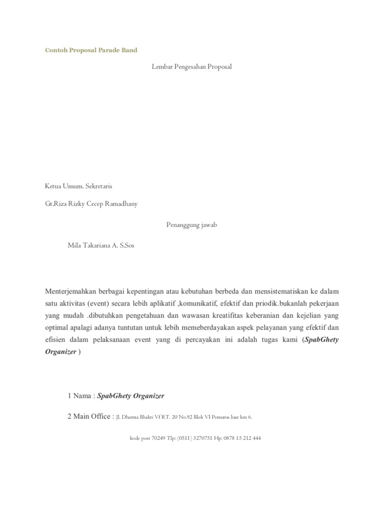 Contoh Proposal Parade Band | PDF
