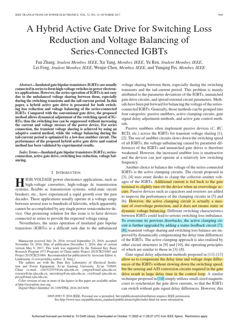 A Hybrid Active Gate Drive For Switching Loss Reduction And Voltage Balancing Of Series