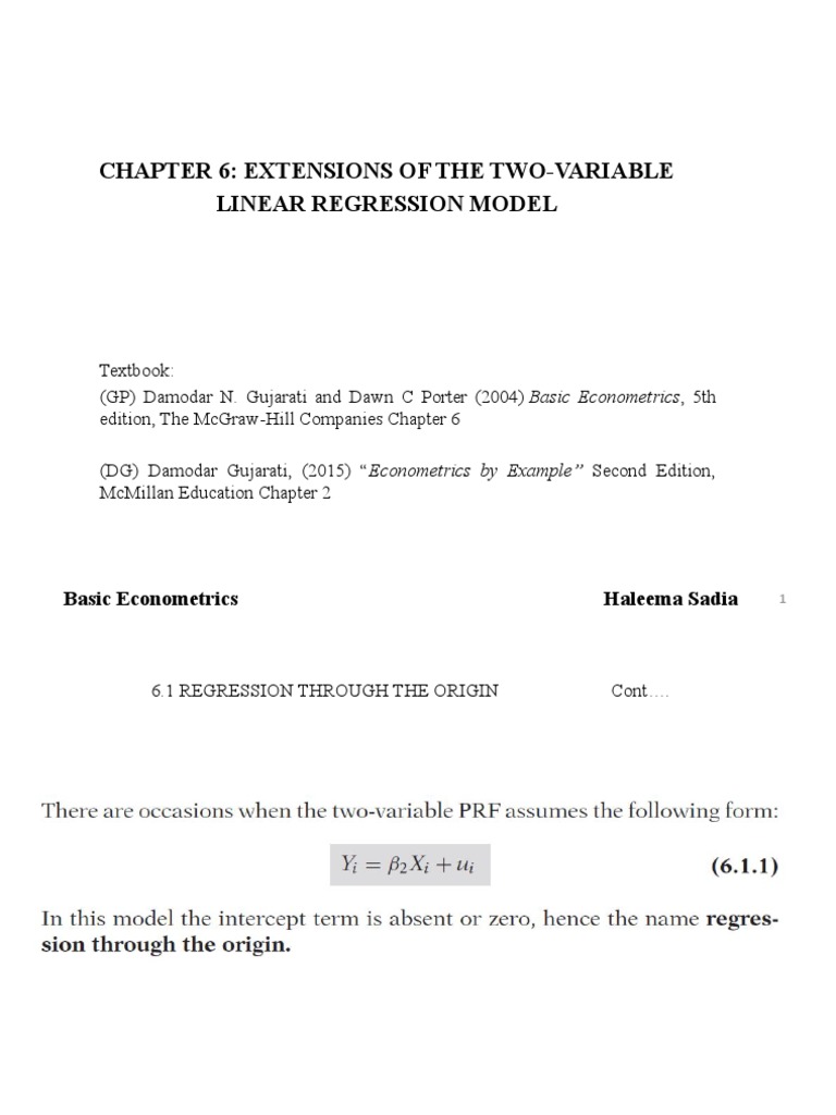 Chap 6 Extensions of The Two-Variable Linear Regression Model | PDF | Econometrics | Standard Score