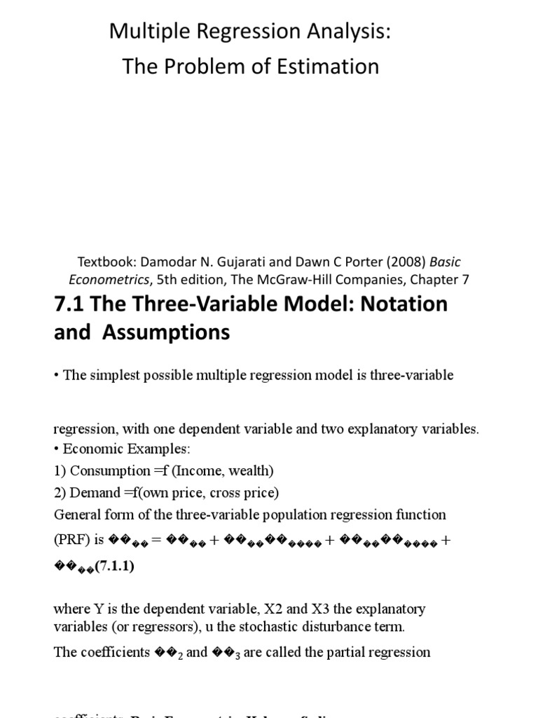 Chap 7 Multiple Regression Analysis The Problem of Estimation | PDF | Linear Regression ...